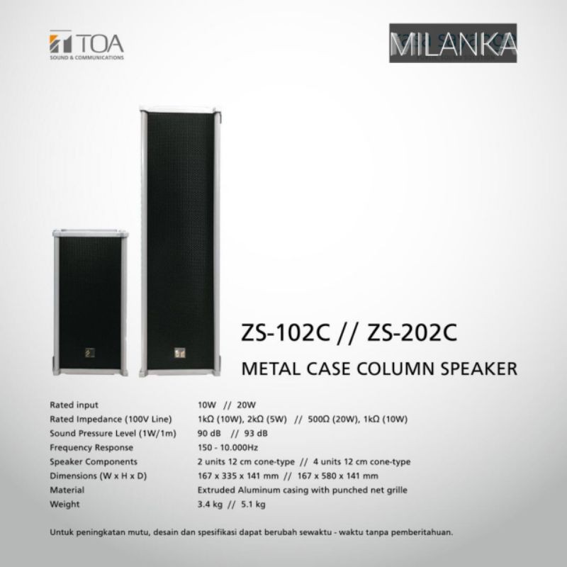Jual speaker Coloum TOA ZS-202C Original TERBAIK Indonesia|Shopee Indonesia