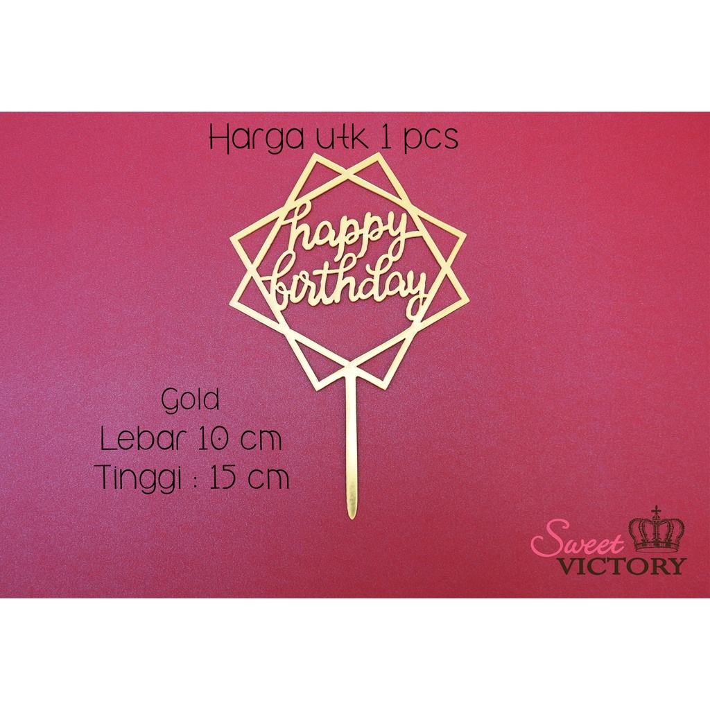 Jual Cake Topper Happy Birthday HBD Model Ketupat Hiasan Kue CT-HBD1 ...