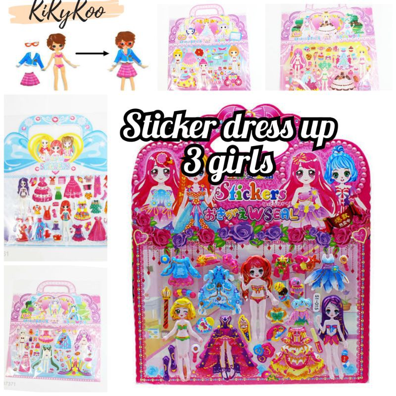 Jual 3 girls sticker mainan orang orangan / sticker ganti baju / 3 ...