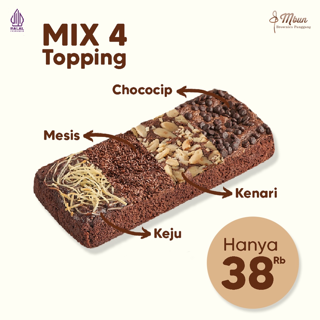 Jual Mbun Brownies Panggang Mix Topping ukr 22x10 | Mbun Brownies ...