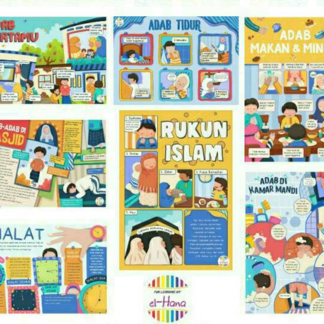 Jual Poster islami Elhana - Belajar adab set 1 (isi 7 poster) | Shopee ...