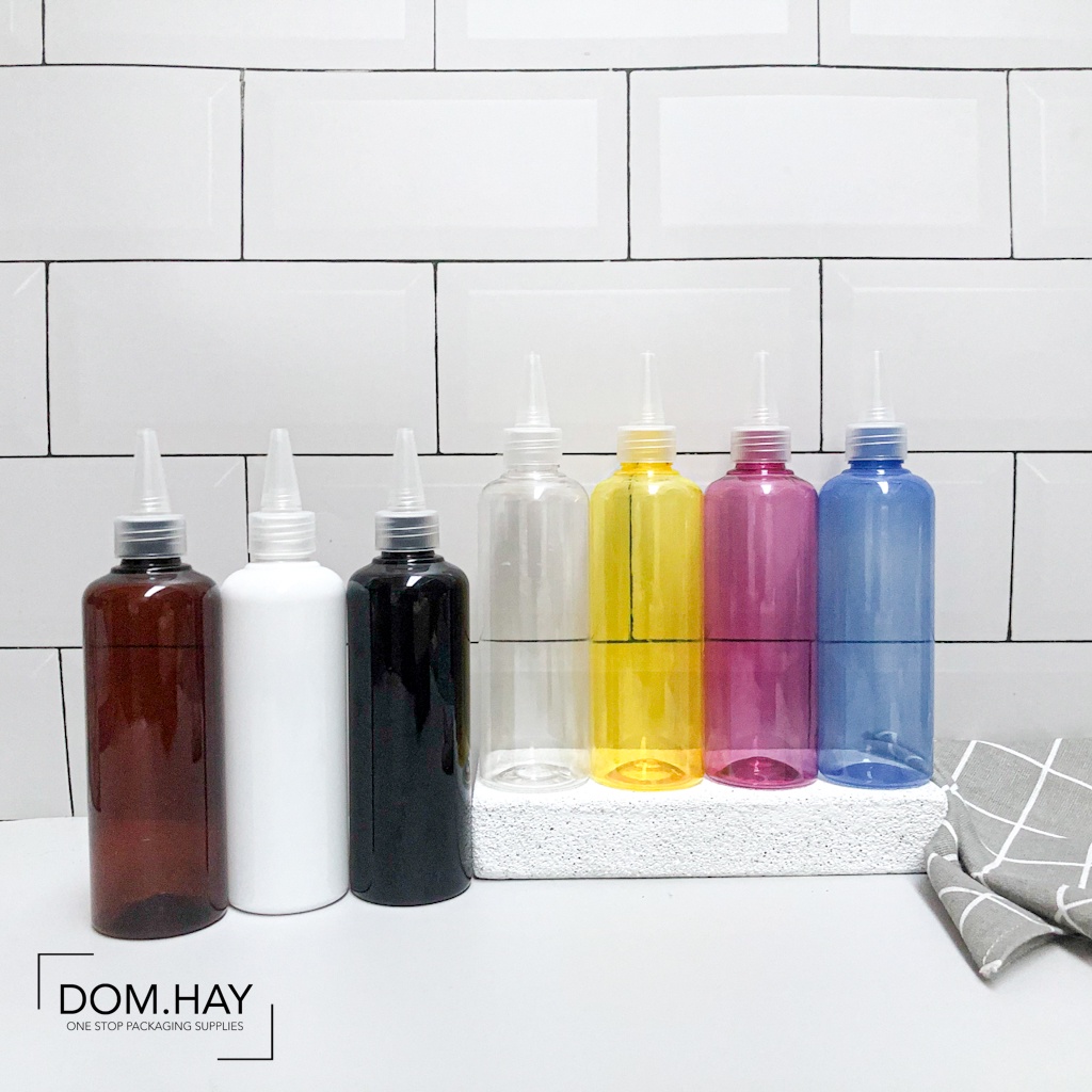 Jual Botol Tinta Kerucut Clear 250ml Plastik PET Botol Ujung Lancip ...