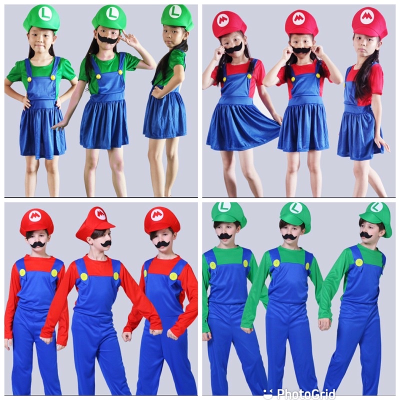 Jual costume cosplay super mario bross girl / kostum anak mario dan ...