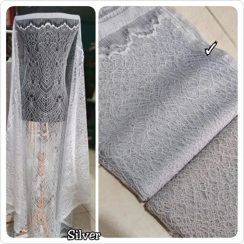 Jual Bahan Kebaya Brokat Semi Prancis Chantily Panel (2,5m) | Shopee ...