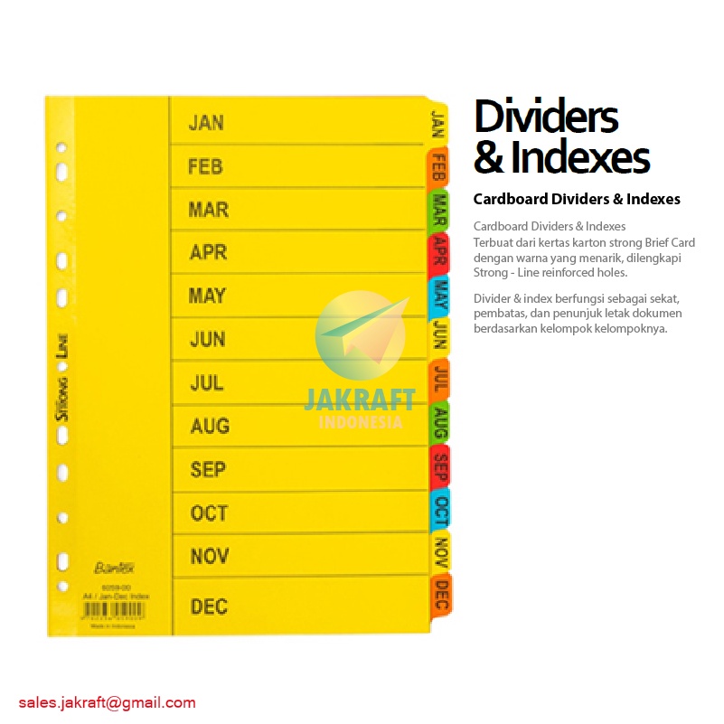 Jual (1 Set) Divider Pembatas Kertas Dokumen Binder Ordner BANTEX 6059 ...