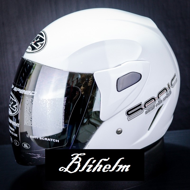 Jual HELM MAZ SONIC SOLID WHITE | HALF FACE ORIGINAL SNI | SINGLE VISOR ...