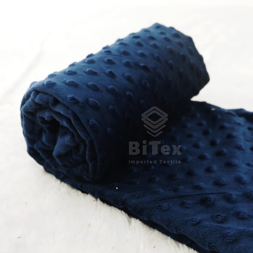 Jual Kain Minky Dot / Velboa Dot Import - Navy Blue - Lebar 1,5m ...