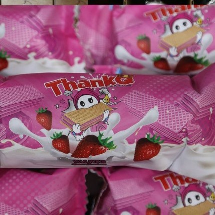 Jual THANK Q WAFER CREAM STRAWBERRY 100ML | Shopee Indonesia