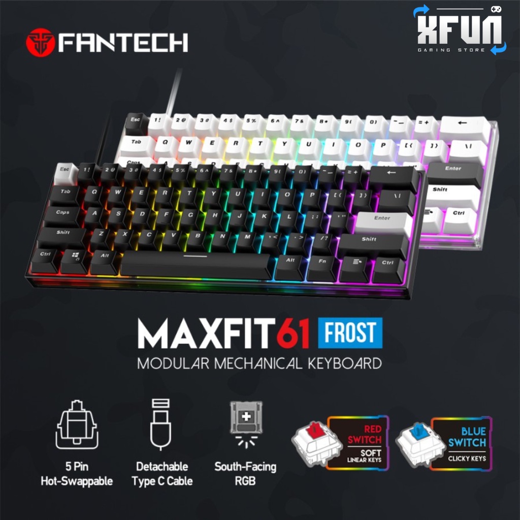 Jual Fantech MAXFIT61 FROST Wired Hostwap Keyboard Gaming Mechanical ...