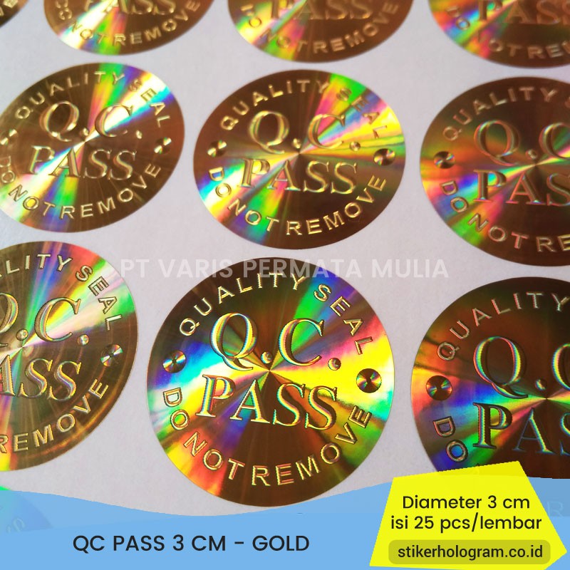 Jual Stiker Hologram QC Pass/Passed warna Gold Bulat Tersedia 3 Ukuran ...
