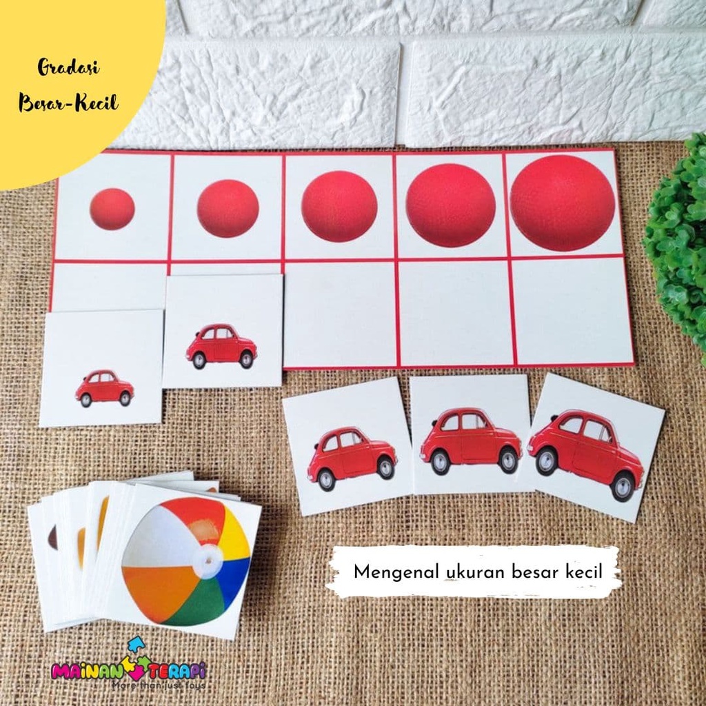 Jual Mainan Terapi IQ DEV Kartu Gradasi Besar Kecil Kartu Wicara ABK Flashcard Terapi Wicara ...