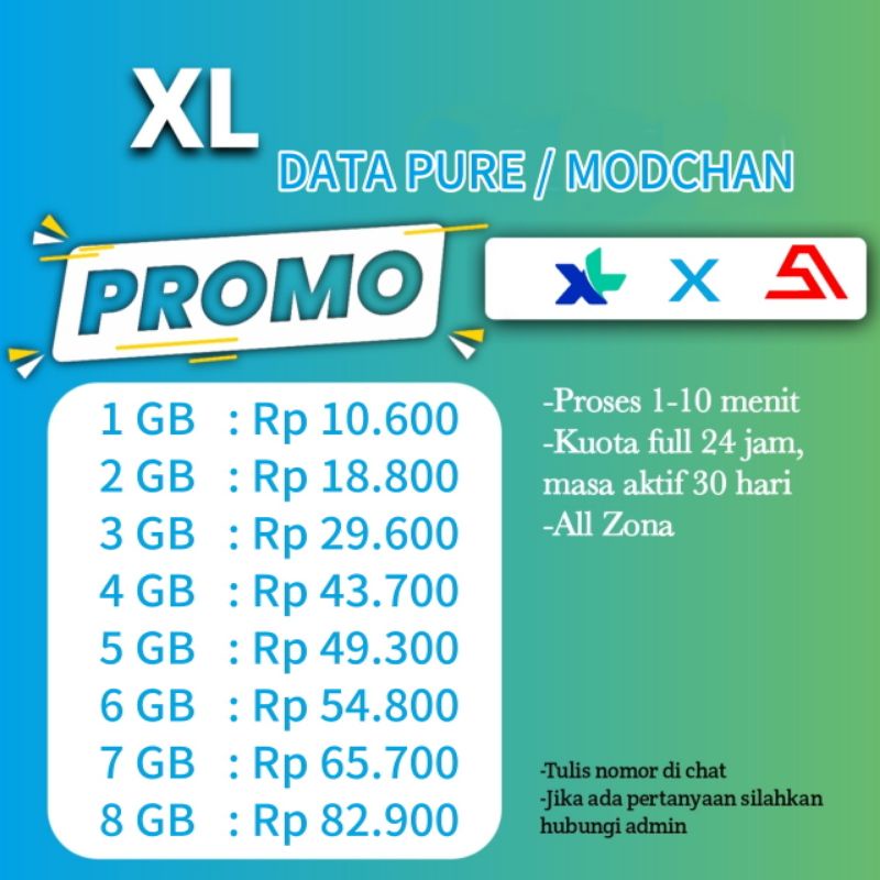 Jual PRODUK TERBARU !! PAKET DATA PURE / MODCHAN XL PROMO | FULL 24 JAM ...