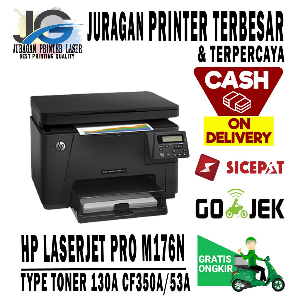 Jual Printer HP Color LaserJet Pro MFP M176n | Print,Scan,Copy warna A4 ...