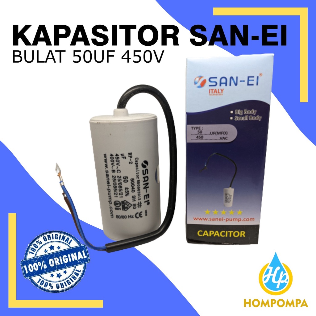 Jual KAPASITOR CAPASITOR 50uf Mikro 450V San-Ei Kondensor Kabel Bulat ...