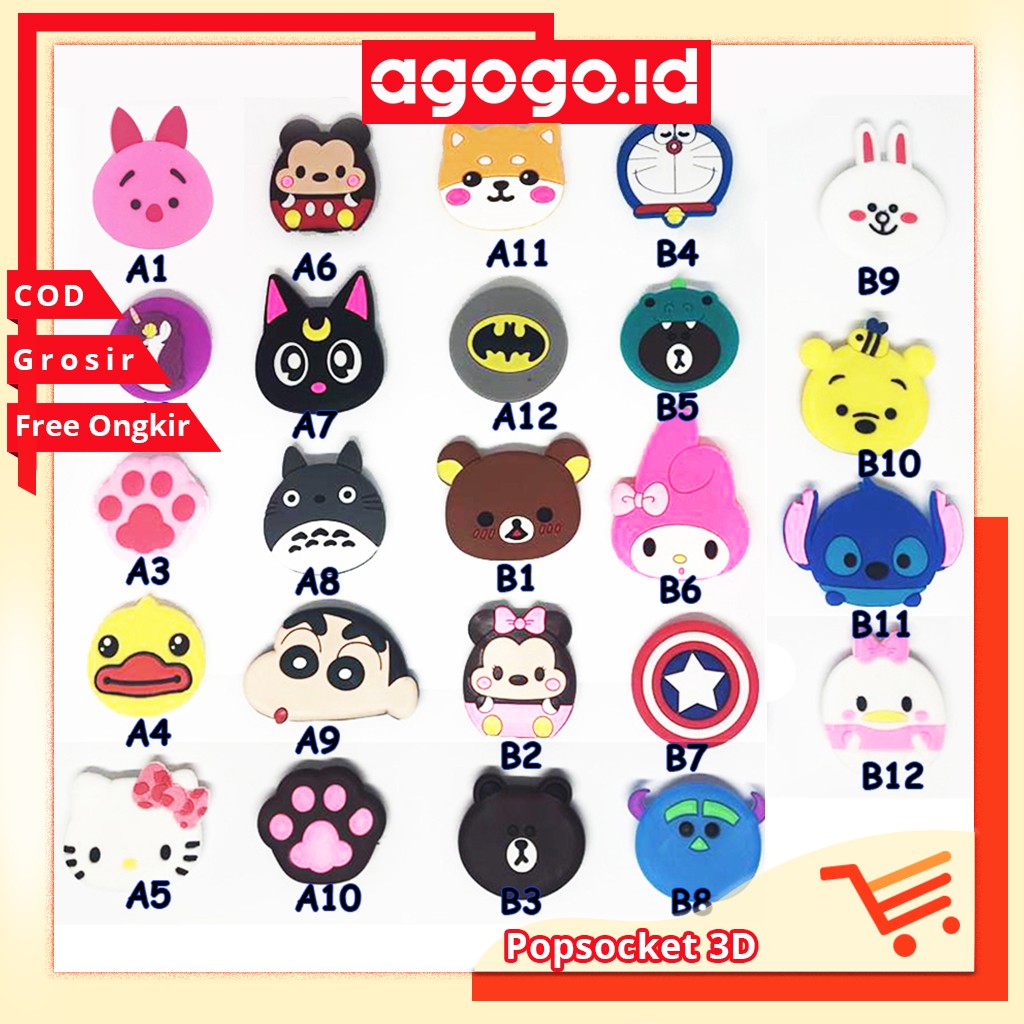 AGG-100 Popsocket 3D Karakter/ 3D Cartoon Popsockets/ Popsocket PVC ...