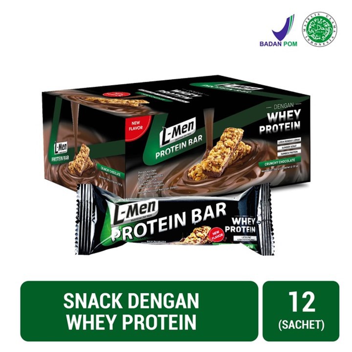 Jual L-Men Protein Bar Crunchy Chocolate 12 sachet - Camilan Rendah ...