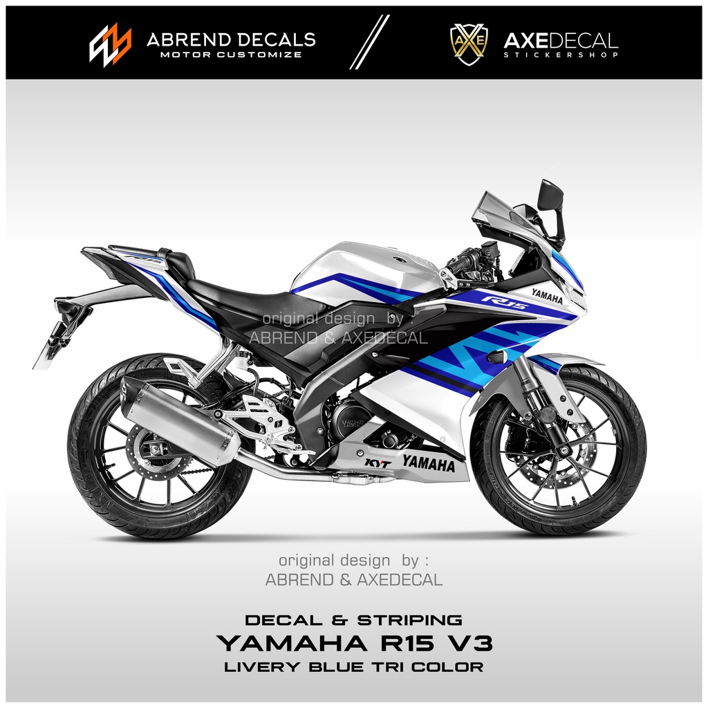 Jual DECAL STRIPING YAMAHA R15 V3 LIVERY BLUE TRI COLOR / STIKER MOTOR ...