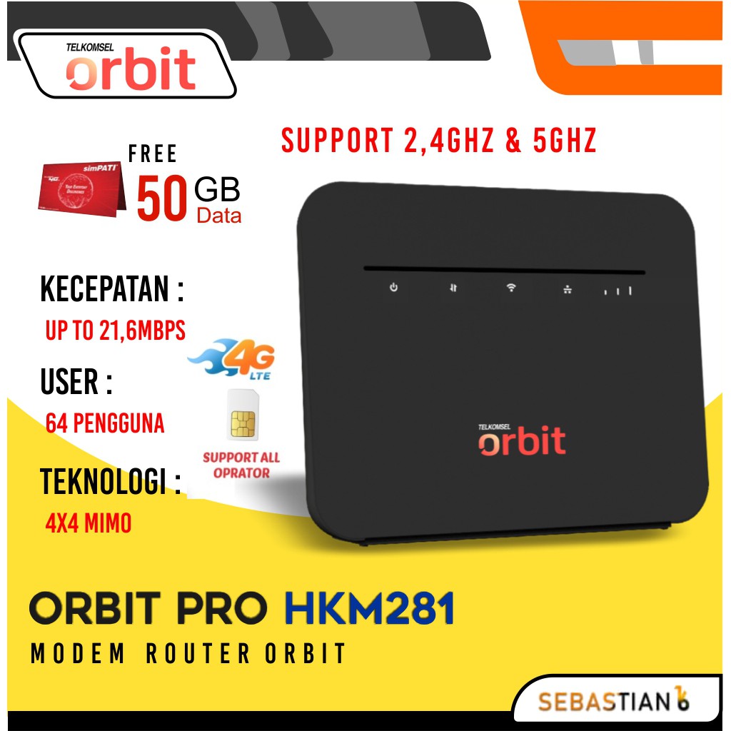 Modem Dual Band Orbit Pro HKM281 Telkomsel Wifi 4G LTE Home Mifi ...