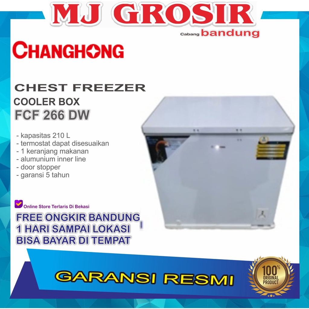 Jual CHANGHONG FCF 266 DW CHEST FREEZER BOX 210 L LEMARI PEMBEKU 210 ...