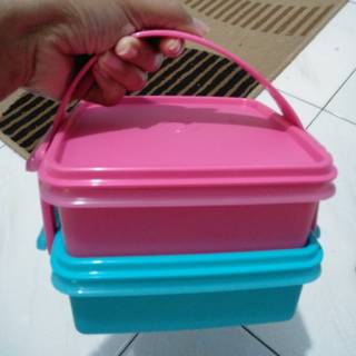 Jual Rantang Tupperware isi 2 ready pink toska n warna ijo biru yg pink ...