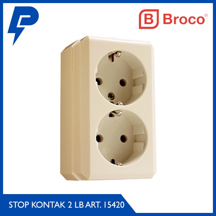 Jual BROCO Double Stop Kontak Arde Outbow Cream 15420 | Shopee Indonesia