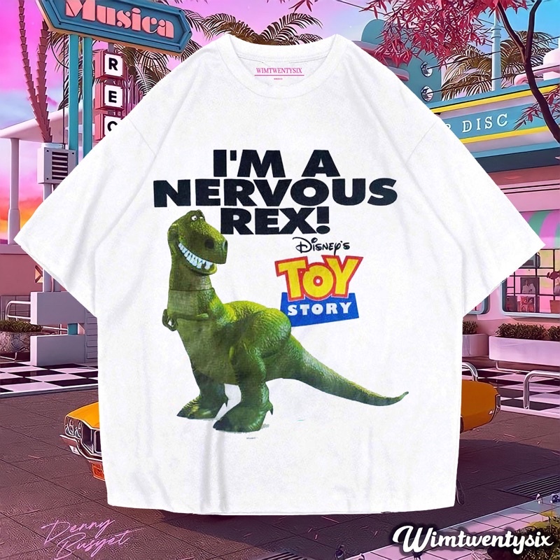 Jual KAOS TOY STORY REX IM A NERVOUS VINTAGE TEE ( OVERSIZE WHITE T ...