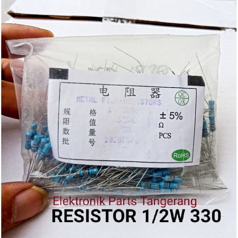 Jual (10 Buah) RESISTOR 1/2 WATT 330 OHM 5% RESISTOR 1/2WATT 330 OHM RESISTOR 1/2W 330 OHM ...