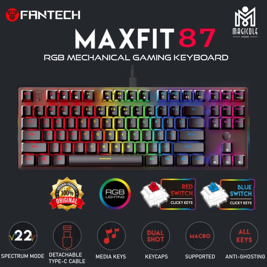 Jual Fantech MAXFIT 87 MK856 / MK-856 RGB TKL - Mechanical Gaming ...