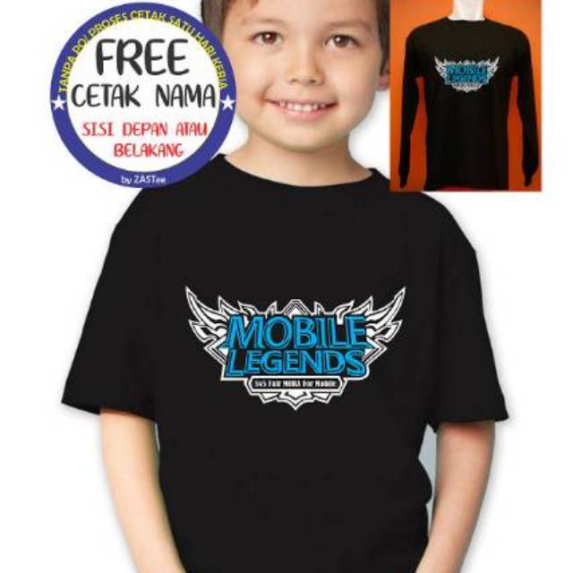 Jual Kaos Game Anak Mobile Legends Free Cetak Nama/Tulisan Banyak ...