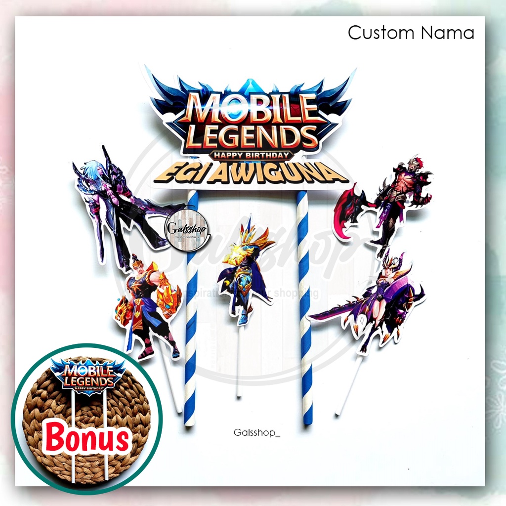 Jual Custom Nama/ Foto / Toppercake Plus Mobile Legend 2 / Hiasan Kue ...