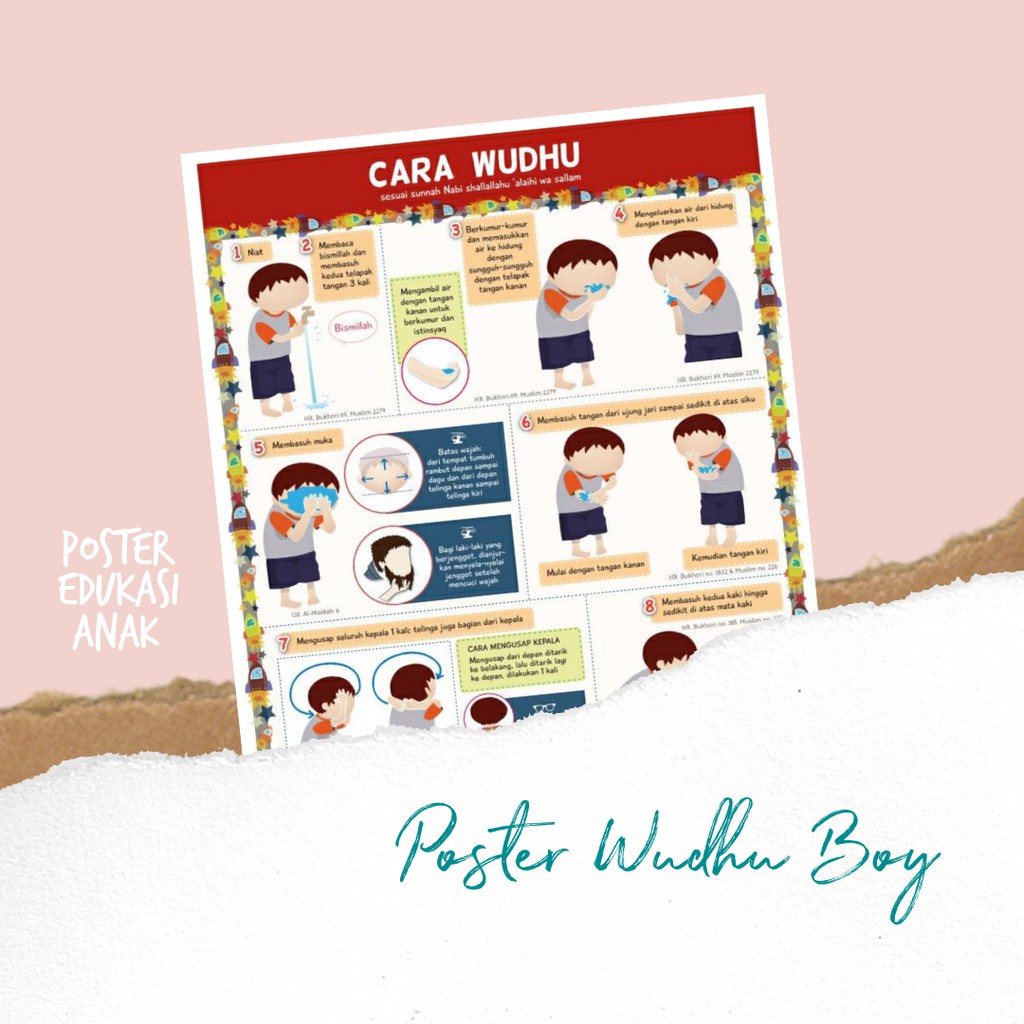Jual Poster Wudhu Boy Media Edukasi Anak Laki-laki Belajar Islam Wudhu ...