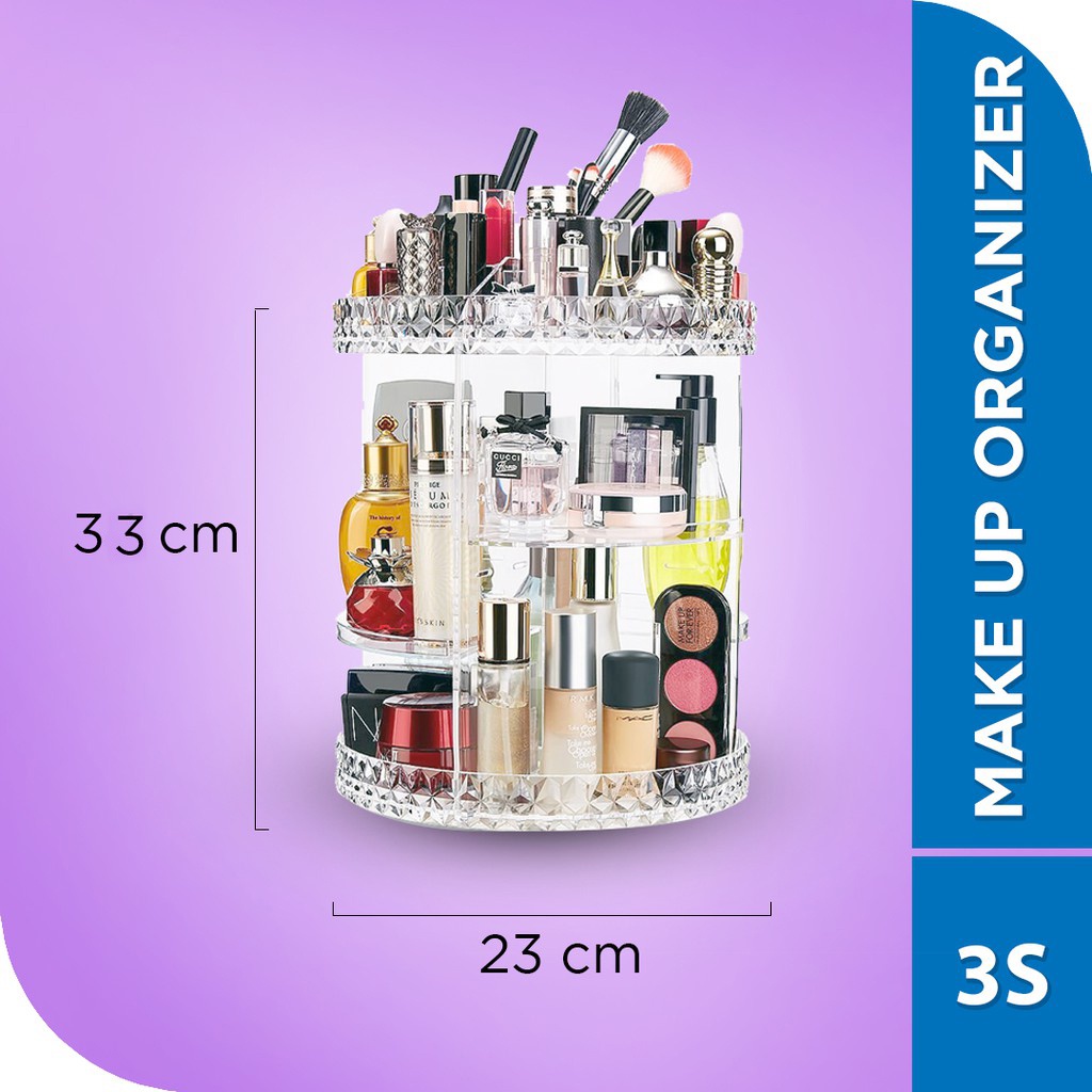 Jual Goto Cosmetic Organizer Acrylic 360 derajat Transparant Rak Make ...