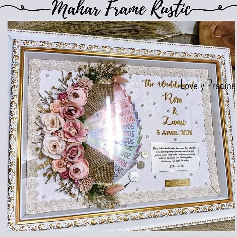 Jual Mahar Pernikahan Bingkai Rustic | Mahar Uang Frame | Souvenir Pernikahan by Lovely Pradine ...