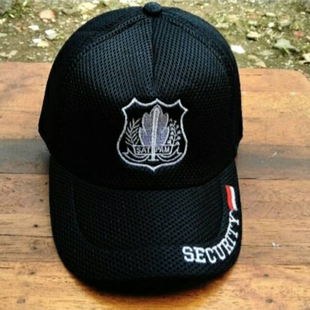Jual TOPI SECURITY - TOPI SECURITY LOGO PUTIH JARING DOUBLE MESH ...