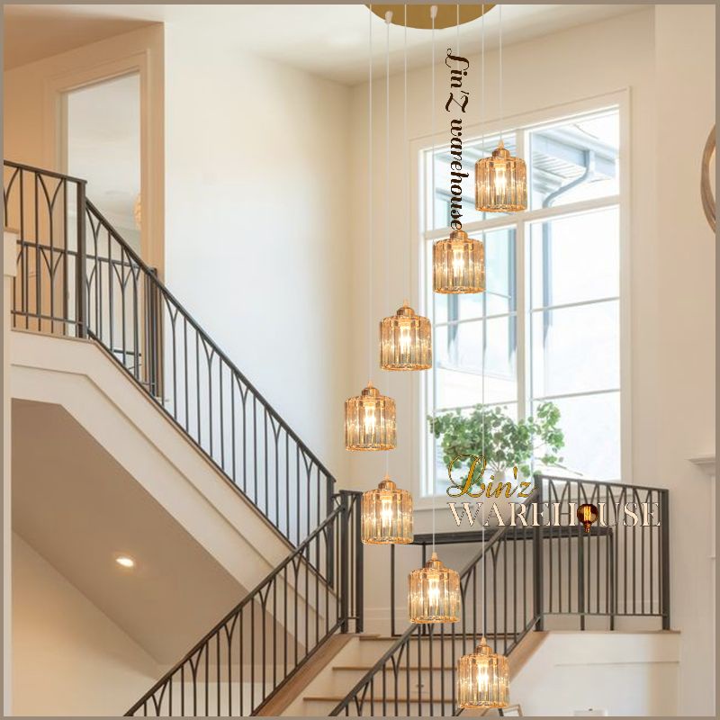 Jual Lampu gantung void kristal MODERN GOLD CRYSTAL 7 ARMS pendant ...