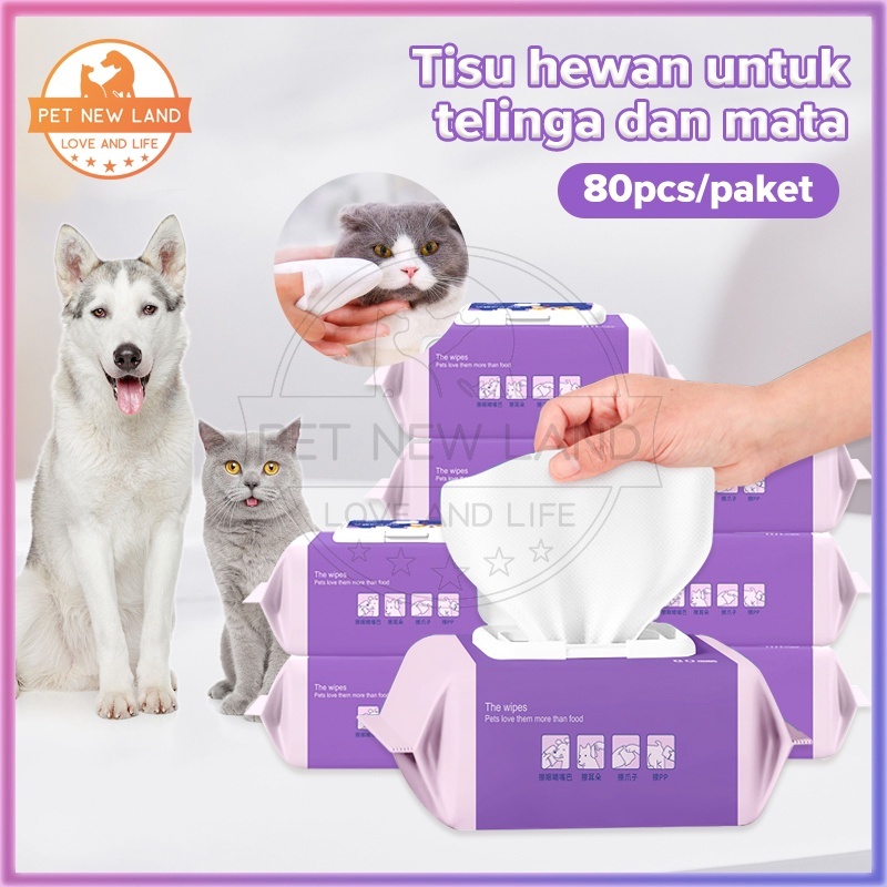 Jual Tissue Basah kucing Anjing Pet Wipes 80 pcs Tisu Basah Kucing Mata ...