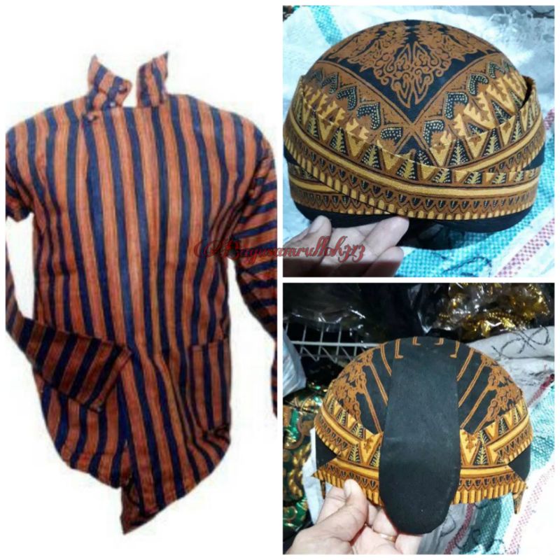 Jual Surjan lurik jawa warna hitam coklat gratis blangkon / Baju adat ...