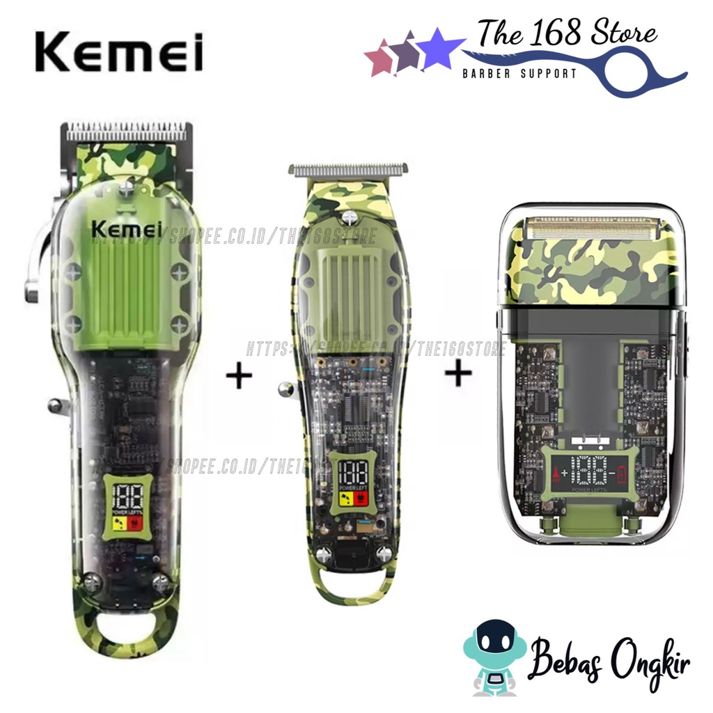 Jual Alat Cukur Rambut Professional Hair Clipper Transparant Army LCD Digital KM 1926 KM 1928 KM ...