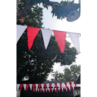 Jual Bendera Segitiga Merah Putih bahan kain/Bunting flag Merah putih/umbul-umbul segitiga kain ...
