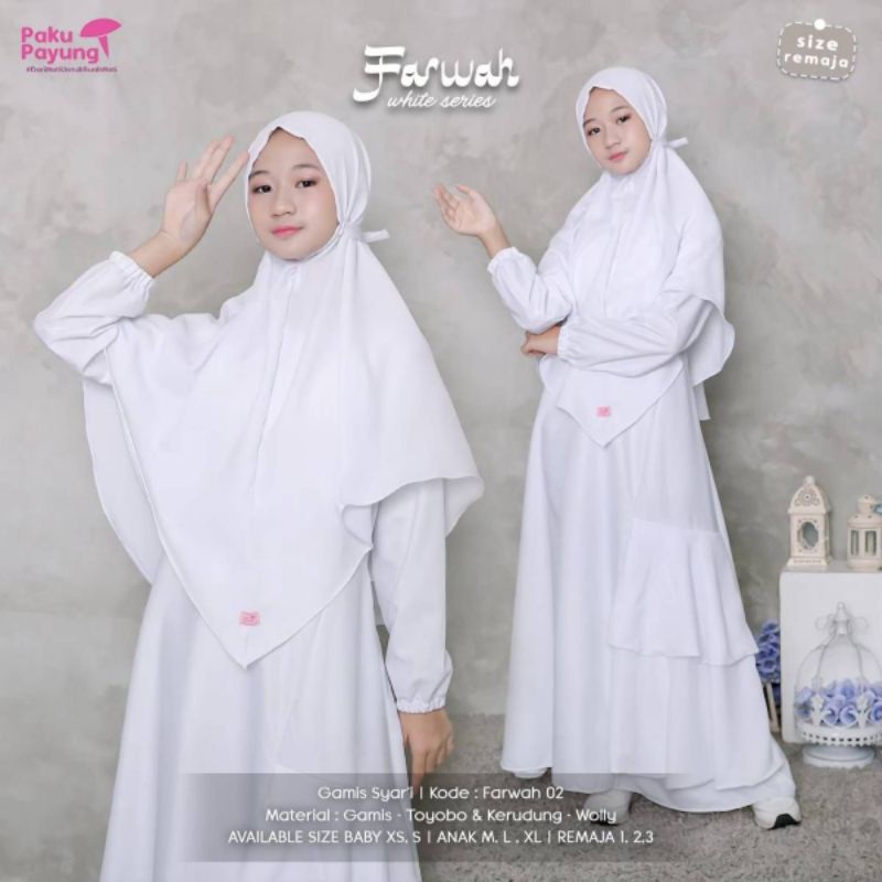 Jual FARWAH SET GAMIS WHITE SERIES BY PAKU PAYUNG (5-10 TAHUN) | Shopee ...