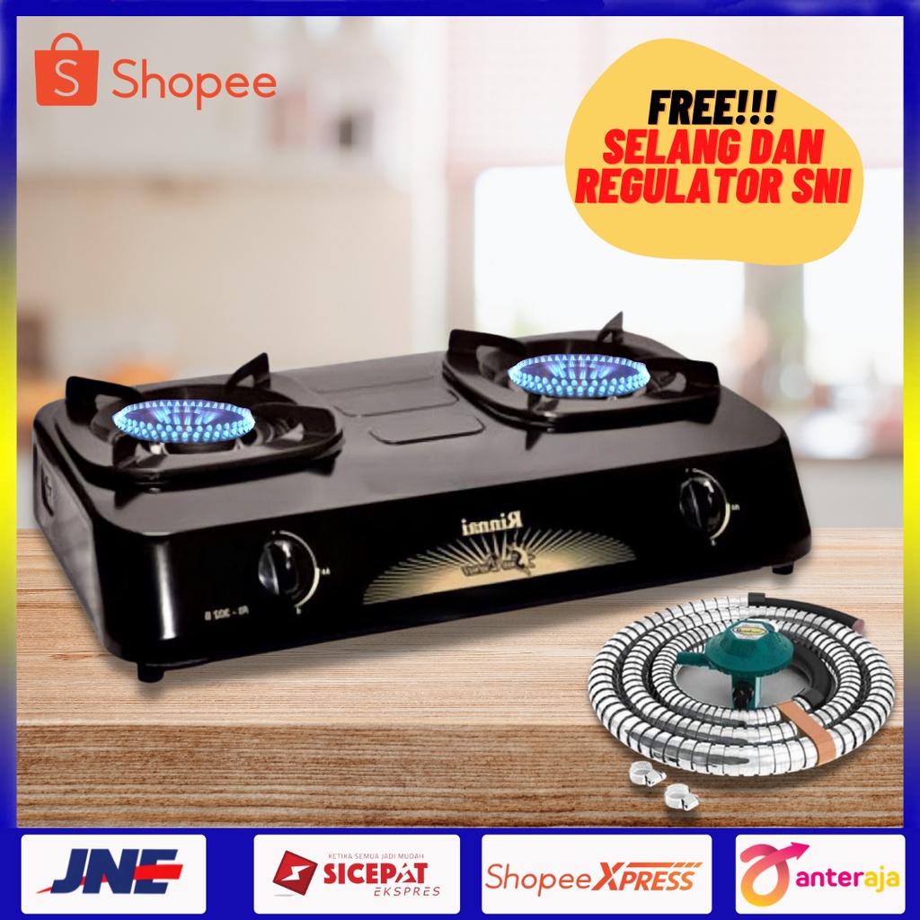 Jual Kompor Rinai 2 Tungku RI-302 S / RI 302 S + Free Selang dan ...