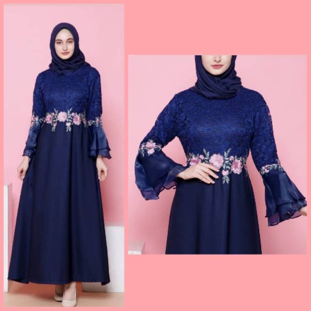 Jual Natiqa Gaun - Party Dress Gamis Pesta Brukat Organza (Real Picture ...