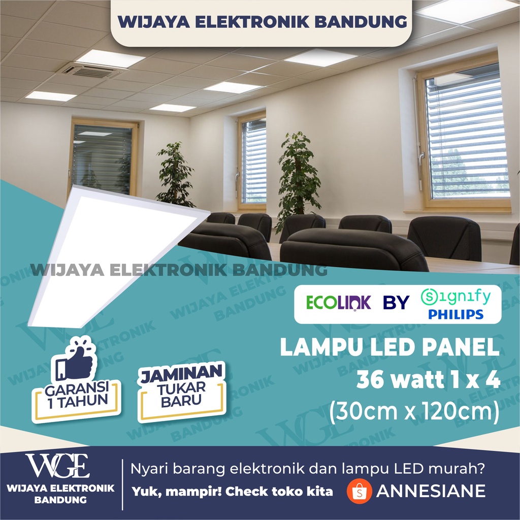 Jual Lampu LED Panel Kotak 36 Watt 30x120cm LED Ecolink Putih & Kuning ...