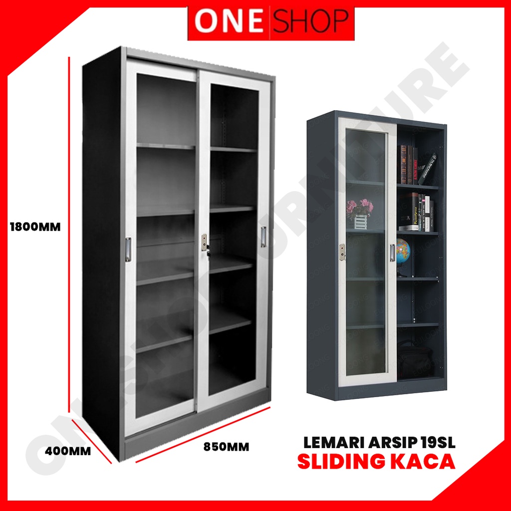 Jual Lemari Arsip Besi Sliding Kaca 2 Pintu | Lemari Arsip Kantor ...