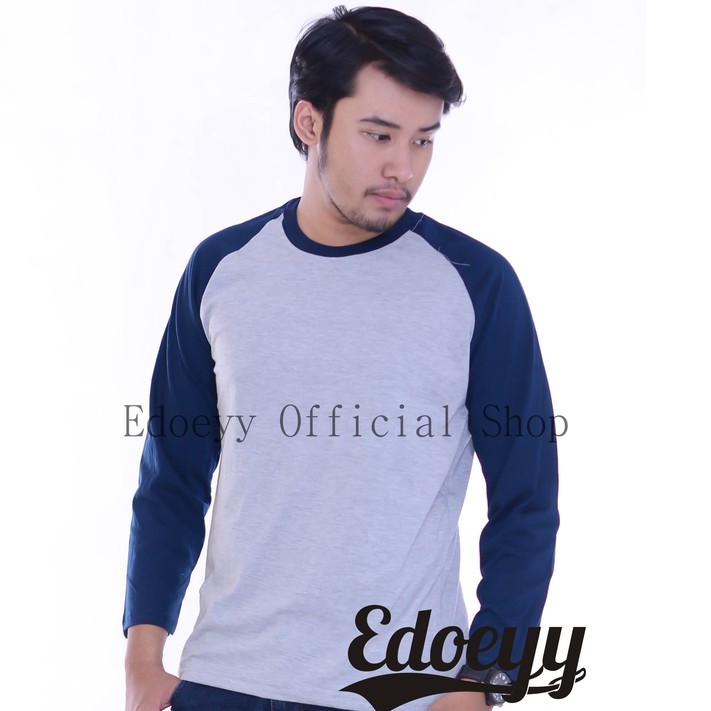 Jual Edoeyy Raglan Lengan Panjang Abu Navy/Baju Raglan/Reglan Polos ...
