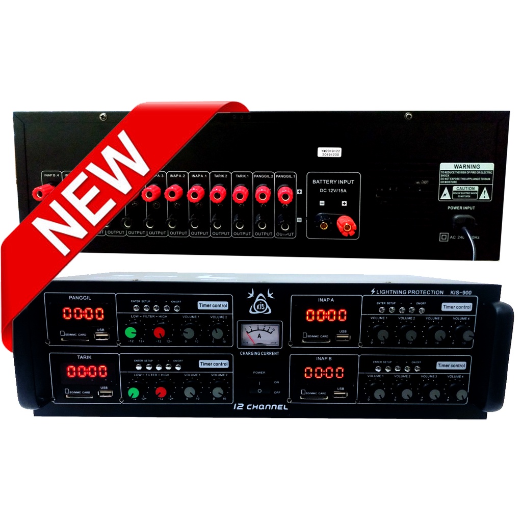Jual Ampli Amplifier walet KIS 900 ampli 4 player 12 channel | Shopee ...