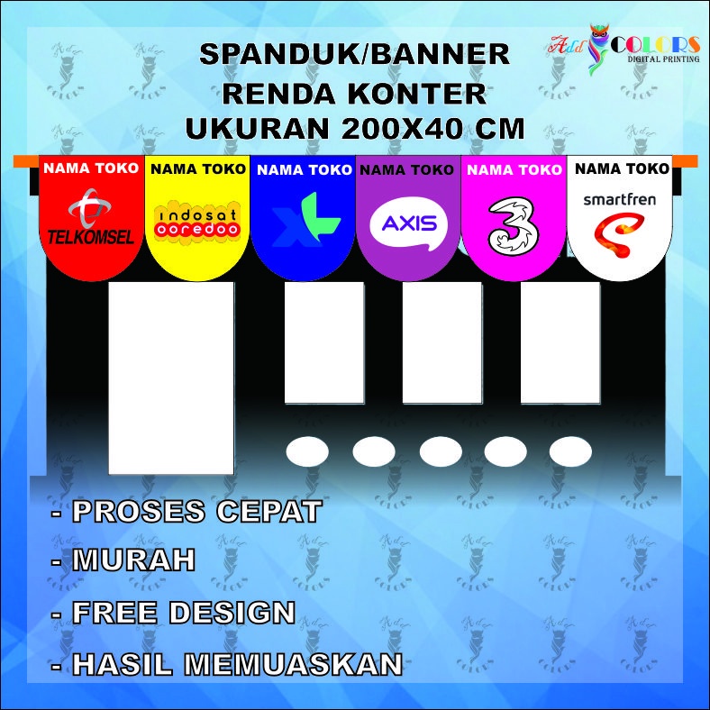 Jual Banner/Spanduk Renda Konter Pulsa Ukuran 200x40 | Shopee Indonesia