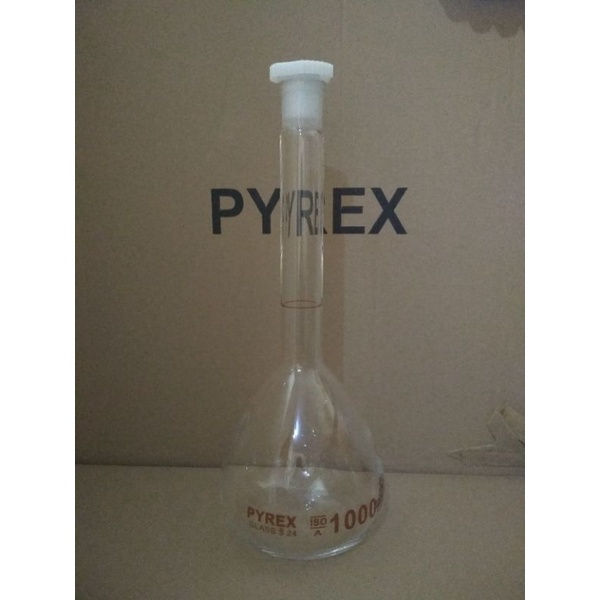 Jual volumetric flask /labu ukur 1000 ml pyrex | Shopee Indonesia