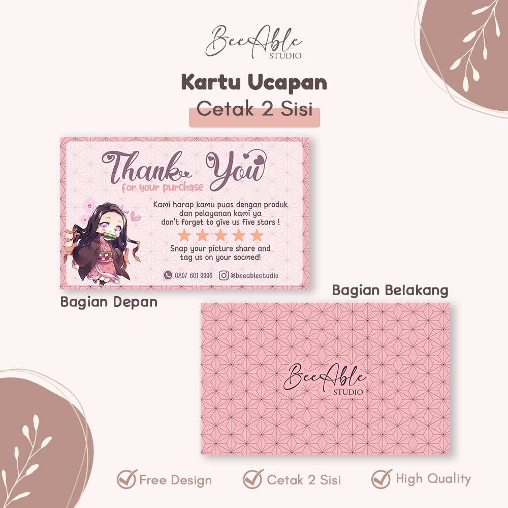 Jual Thank You Card Thanks Card Kartu Ucapan Custom 2 Sisi | Shopee ...
