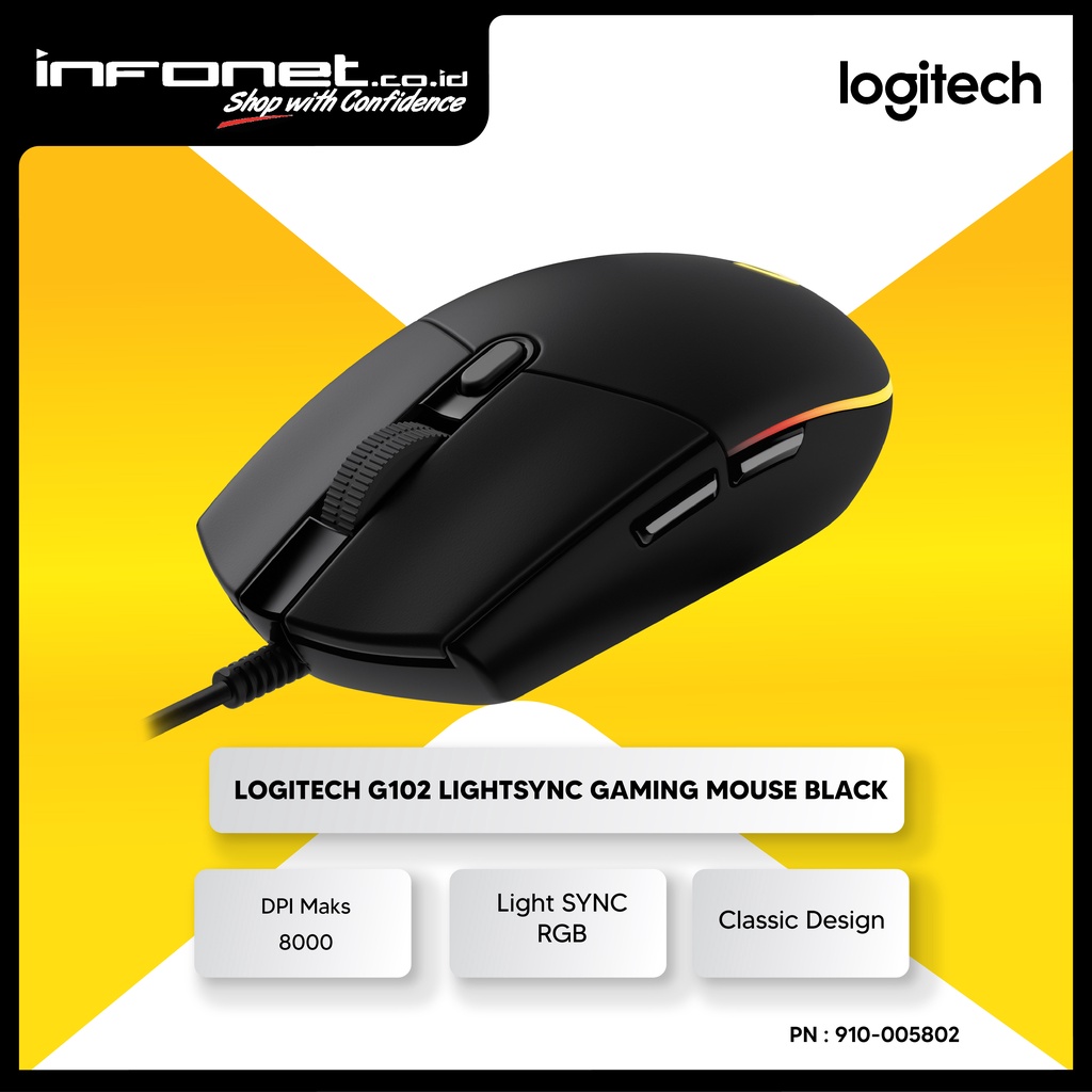 Jual LOGITECH G102 LIGHTSYNC GAMING MOUSE Indonesia|Shopee Indonesia